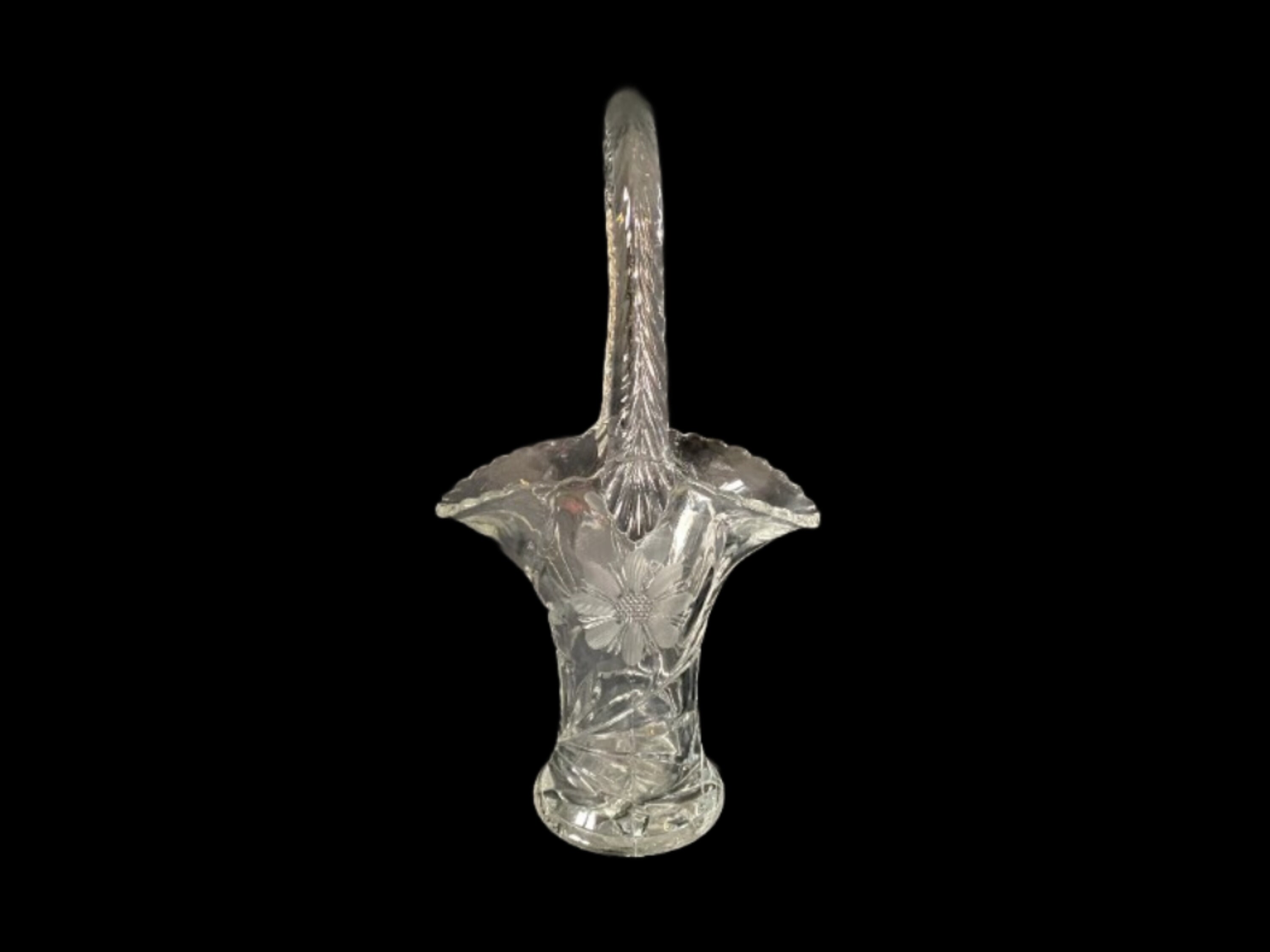 Vintage EAPG Wheel Cut Daisy Pattern Applied Handle Easter Bridal Vase ...