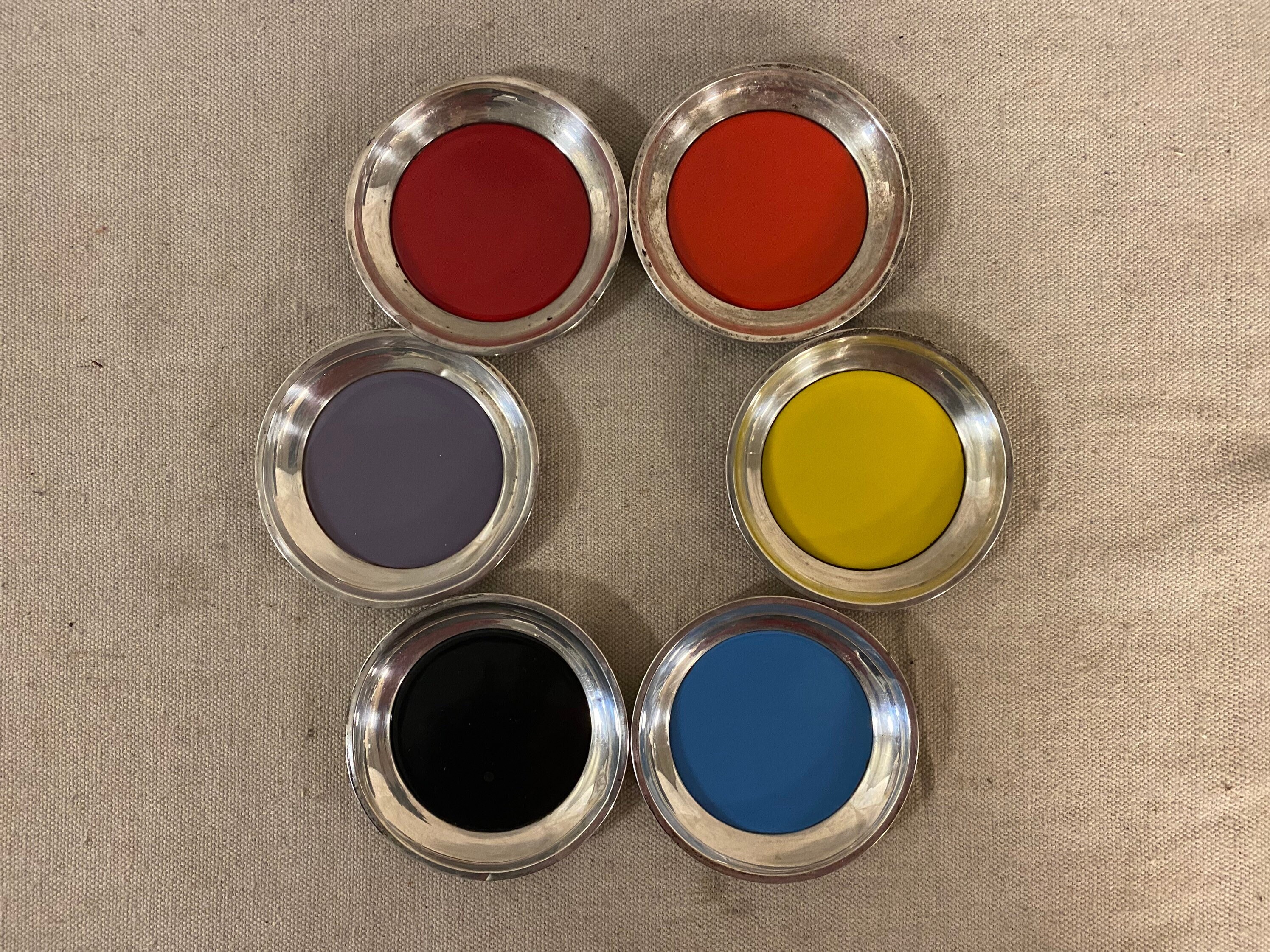 Vintage Set of 6 Towle Sterling 101 and Enamel Coasters - Etsy