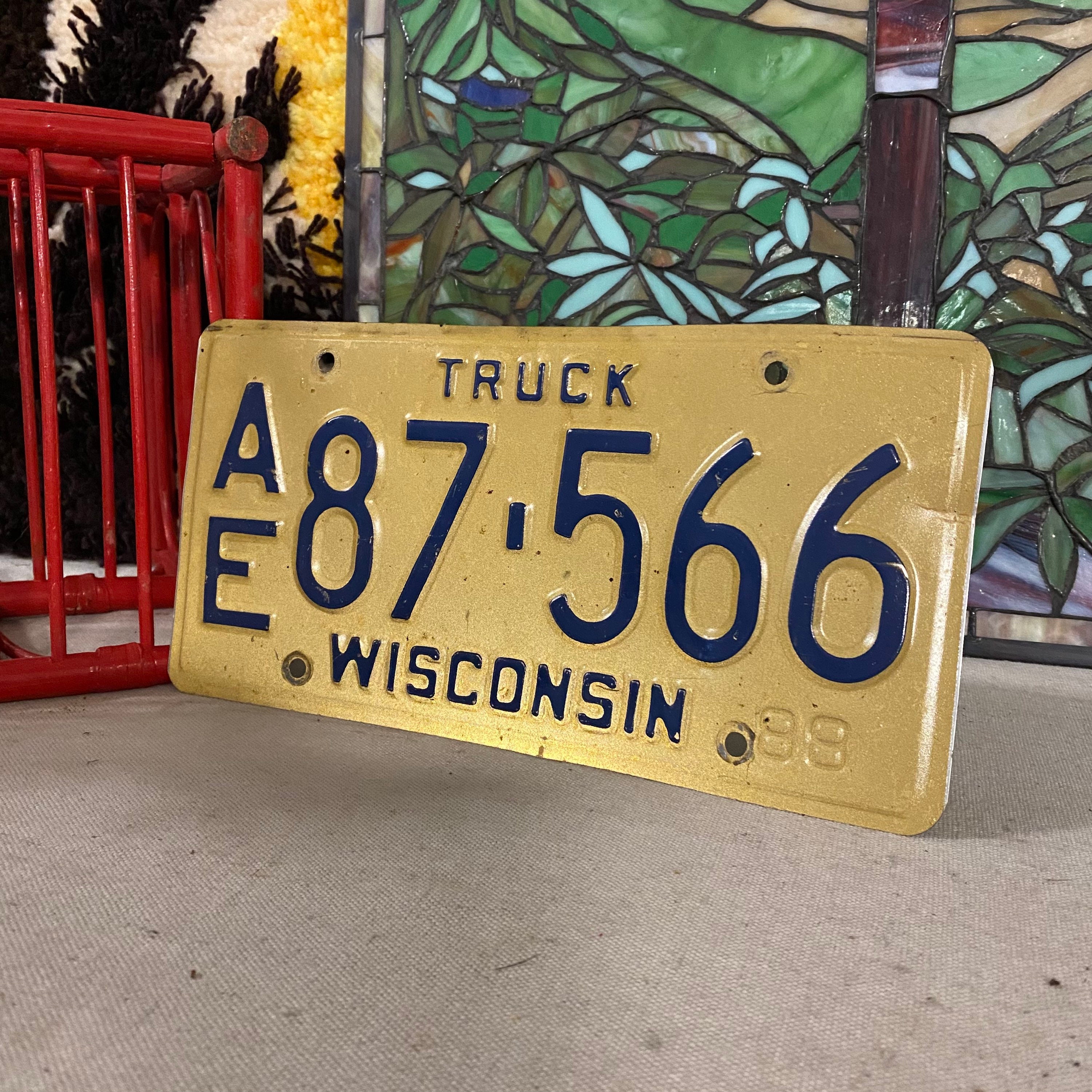 Vintage 1988 Wisconsin Truck License Plate - Etsy