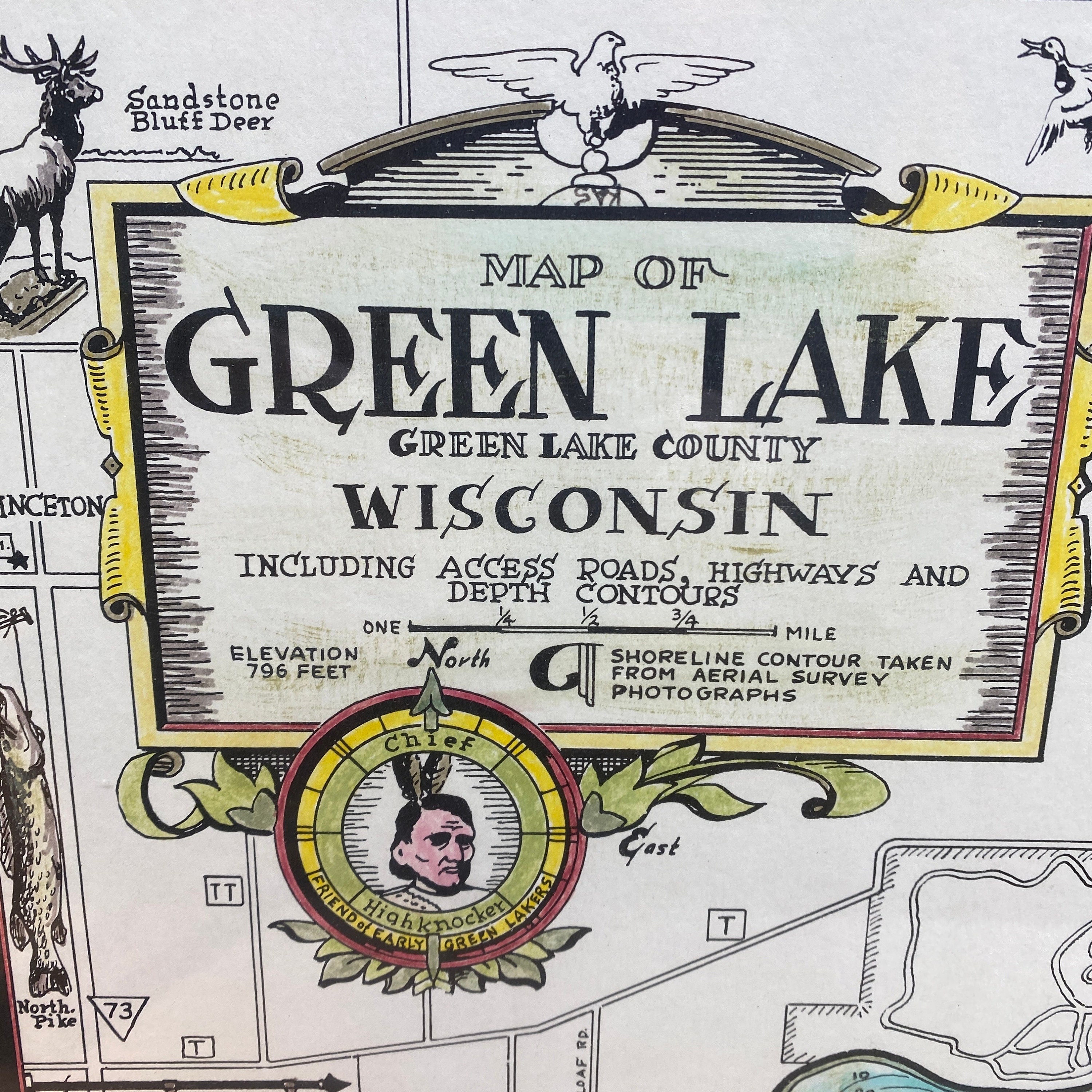 Vintage Framed Map of Green Lake, WI - Etsy