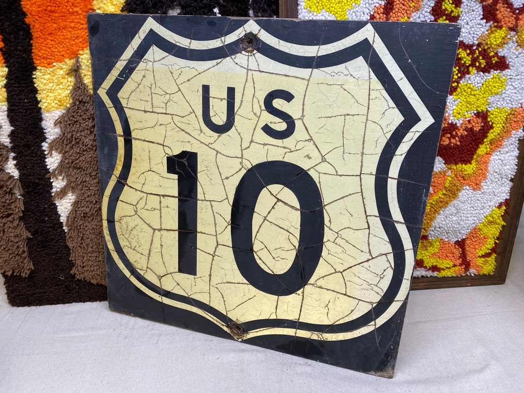 Vintage Decommissioned Wooden Highway "us 10" Road Sign - Etsy