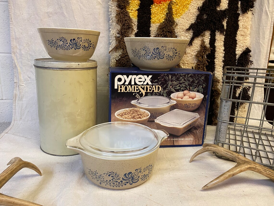Vintage Pyrex Homestead 4 Piece Country Kitchen Set - Etsy