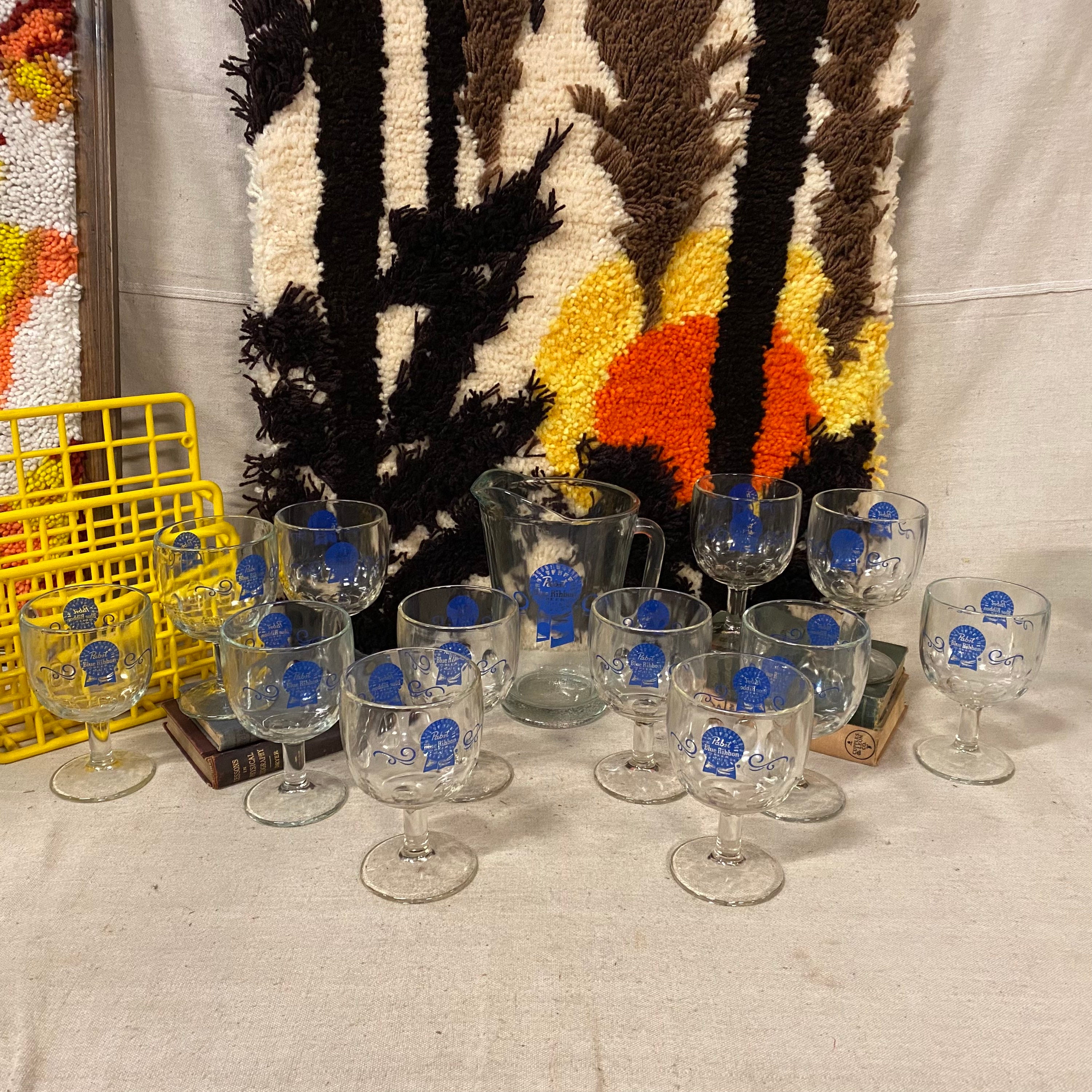 Vintage Pabst Blue Ribbon Glass Beer Pitcher and 12 Schooners - Etsy