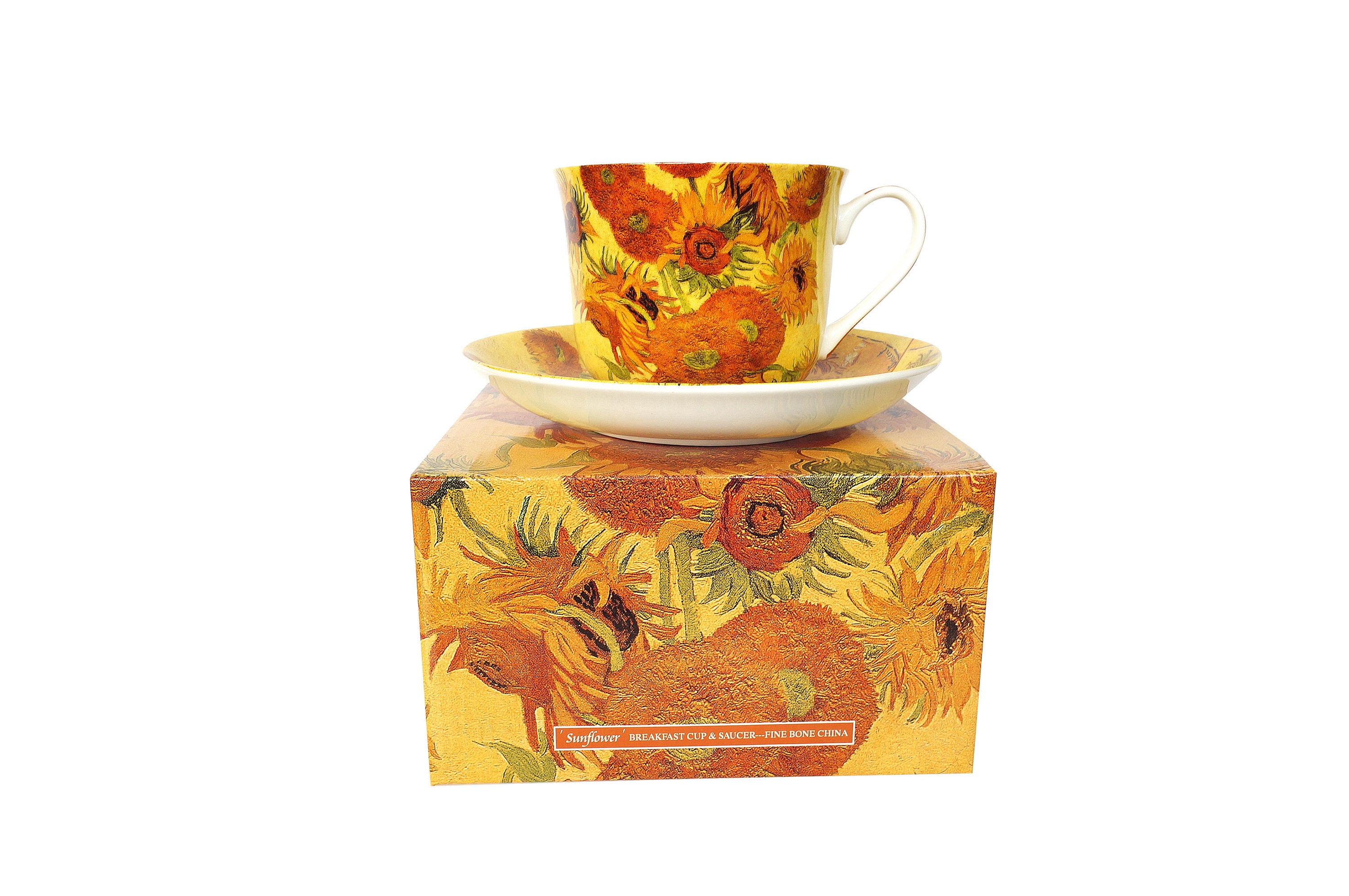 Fine Bone China Breakfast Cup and Saucer Sunflower Design - Etsy UK