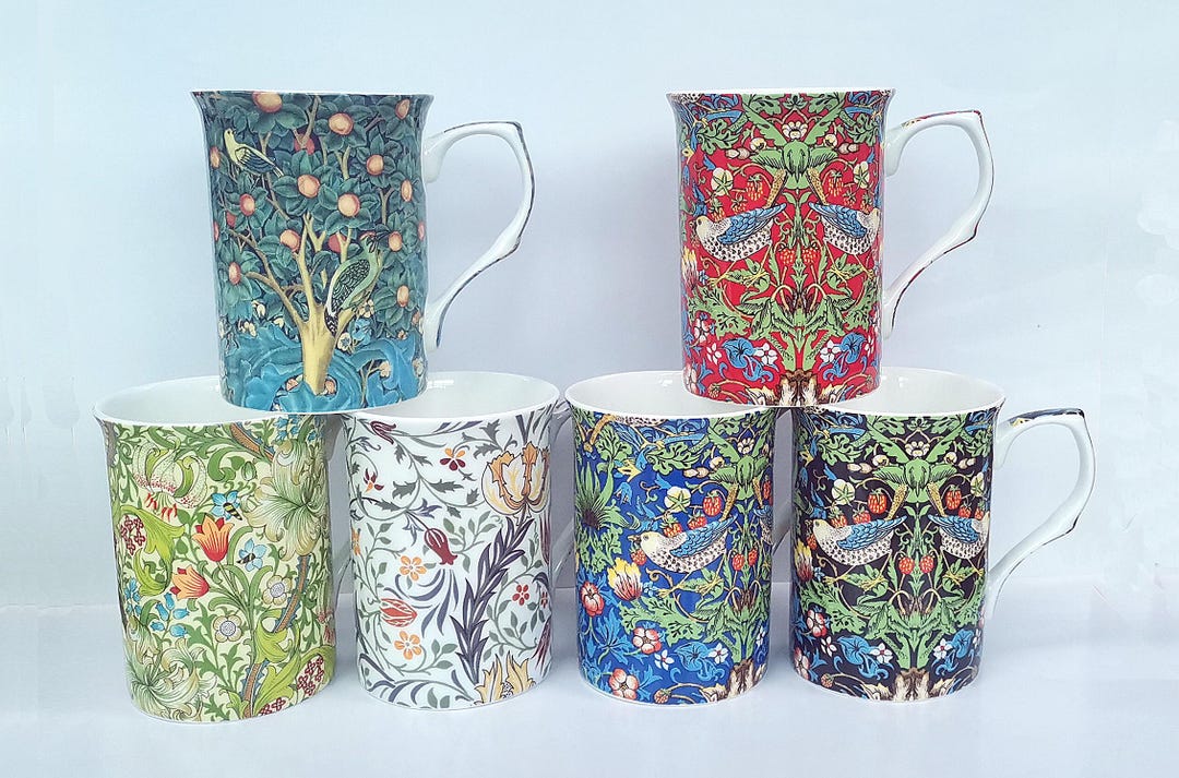 William Morris New Set of 6 Fine Bone China Mugs - Etsy