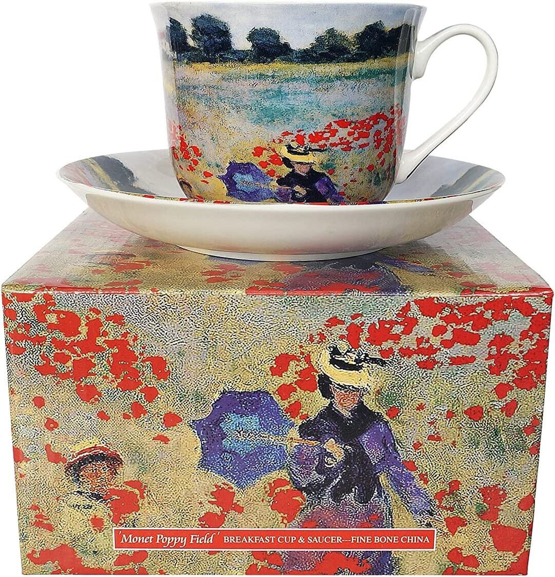 Fine Bone China Breakfast Cup and Saucer Monet Poppy Design - Etsy UK