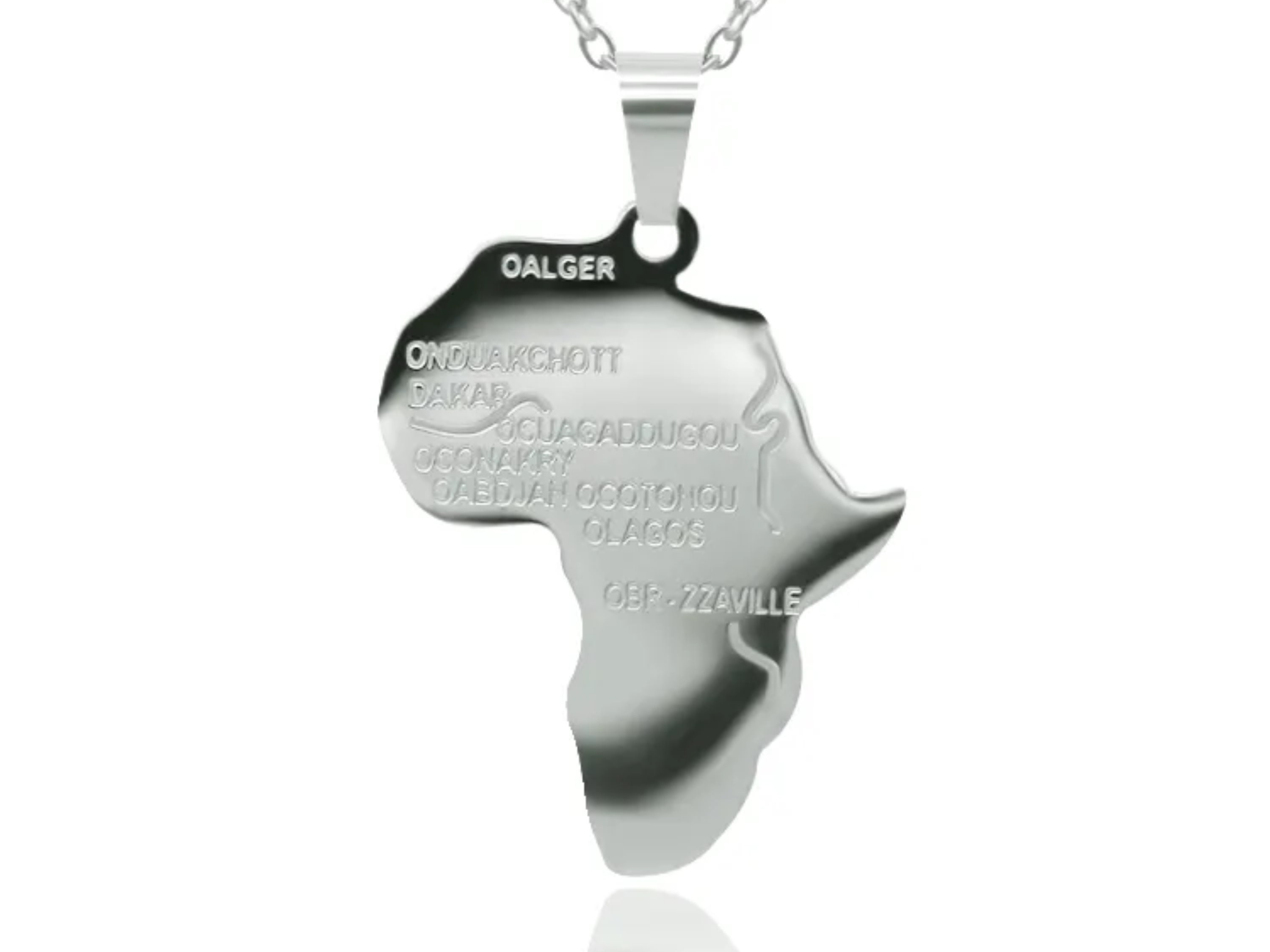 Silver Women's Necklace Africa Map Pendant Charm 18kt Silver-plated ...