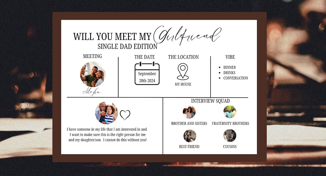 Meet My Girlfriend Proposal Card Editable Canva Design Template Single ...