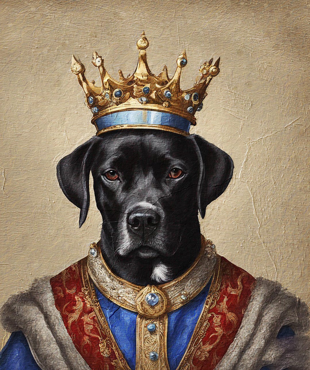 King Dog Portrait, Pet Memorial Gift Idea, Custom Dog Portrait, Royal ...