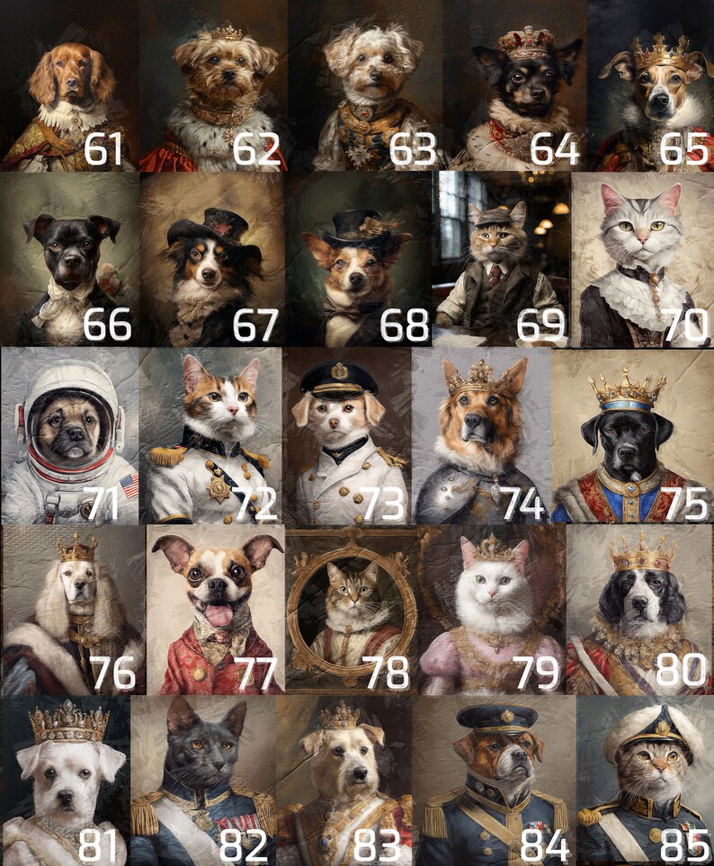 Custom Royal Pet Portrait, Regal Cat or Dog Art (digital) - Etsy