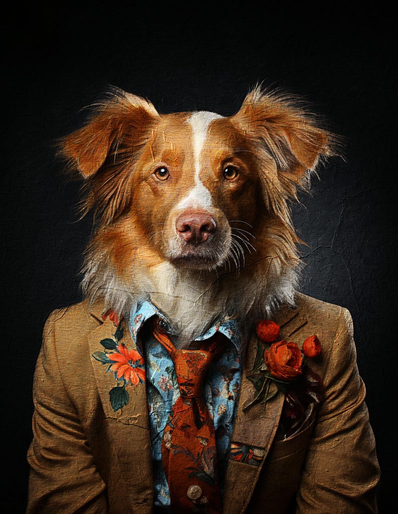 Gentlemen Pet Portrait, Funny Pet Portrait, Custom Dog Painting, Royal ...