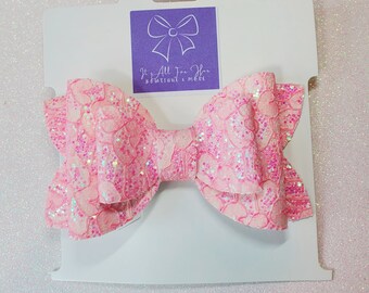 Pink Lace Hair Bow | Etsy