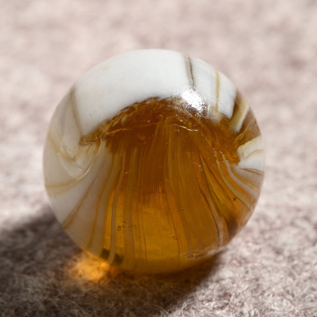 Vintage German Two Seam Slag Machine-made Marble. Honey Amber, 23/32 ...