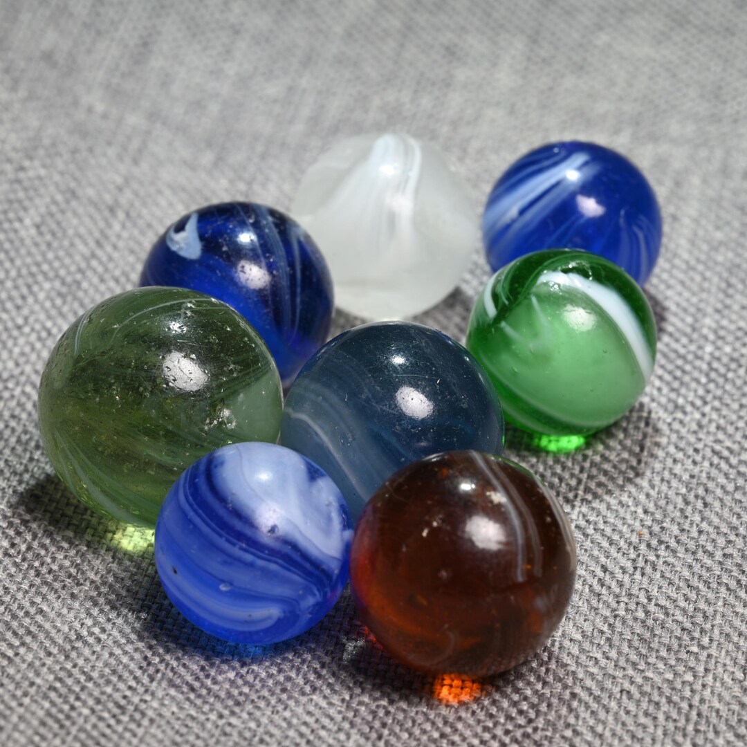 Vintage German Striped Transparent Marbles Two Seam Slags Machine-made ...