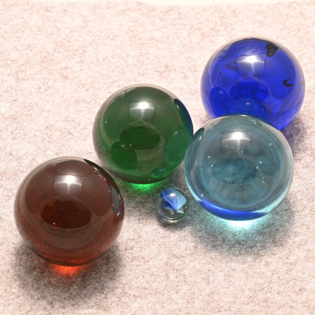 Giant Clearie Marbles, Large Contemporary Set. 2 Inch Blue, Green, Red ...