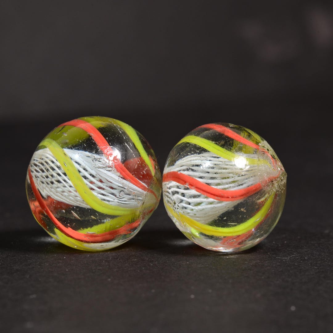 Latticino Core German Handmade Antique Marbles 'same Cane' Fun Hot ...