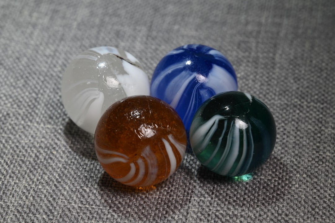 4 Vintage German Striped Transparent Marbles Collector's Set, Cool ...