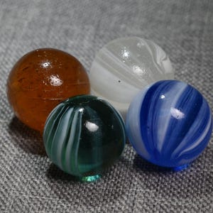 4 Vintage German Striped Transparent Marbles Collector's Set, Cool ...