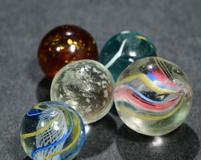5 Antique German Handmade Marbles - Mixed Collector's Set, Including ...