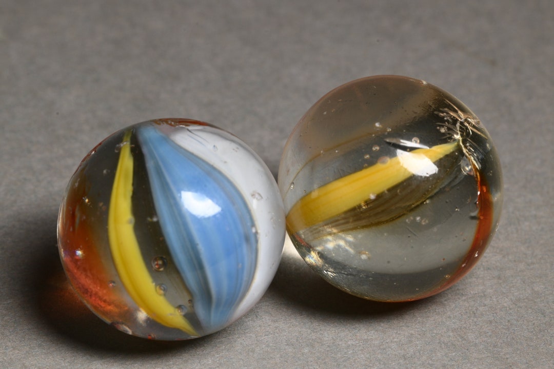 Pair of Vintage Marbles Beach-ball Cat-eyes German Marbles Machine Made ...
