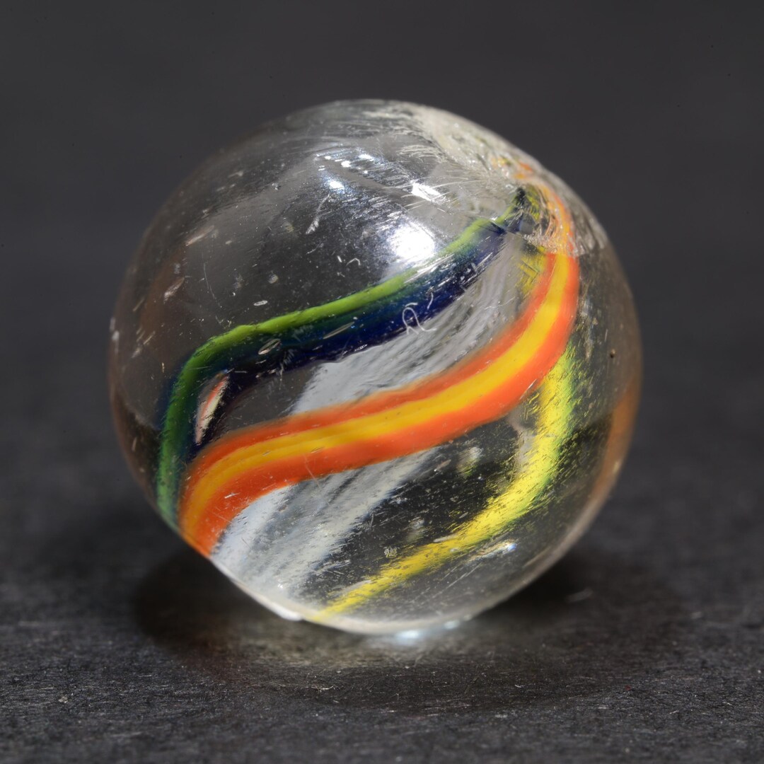 Peewee Latticino Core Marble, German Handmade Antique; Asymmetrical ...