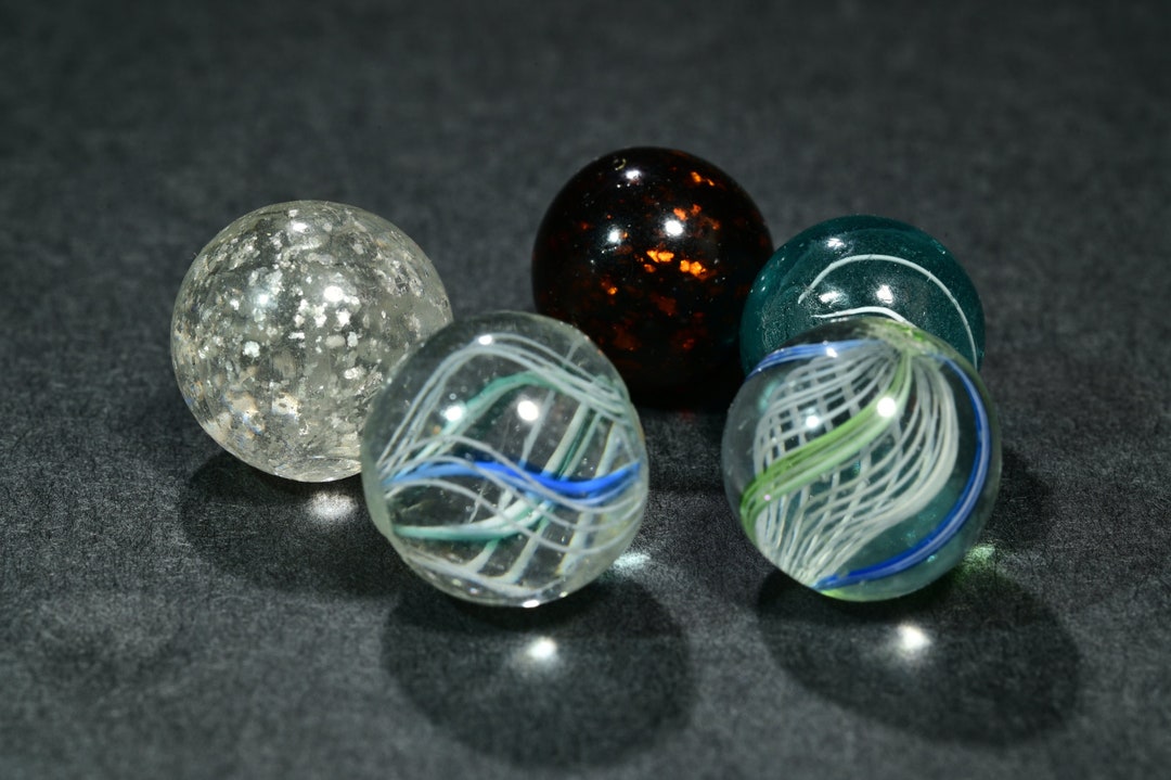 5 Antique German Handmade Marbles Mixed Collector's Set, Including Mica ...