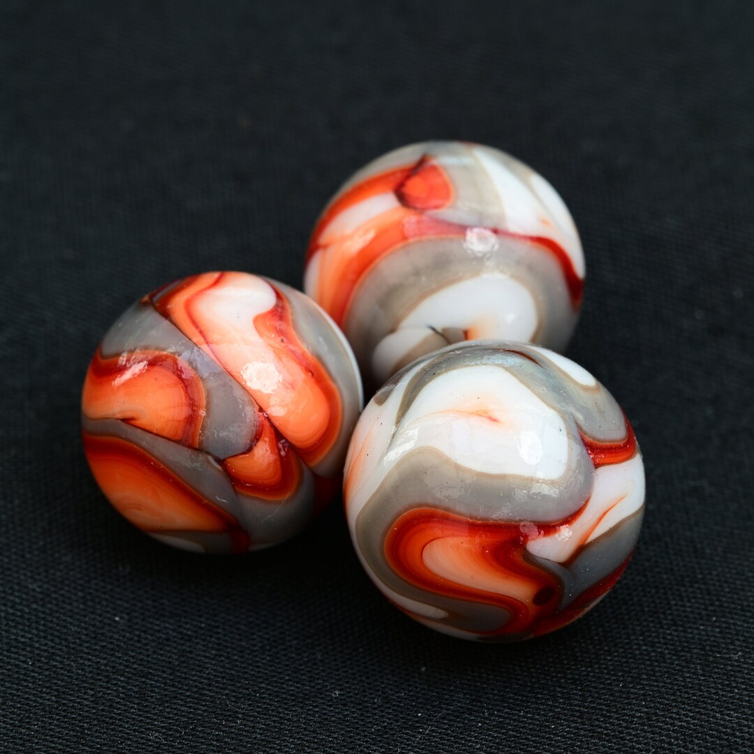 Sammy's Mountain Marbles A-B Run. Set of 3 Beautiful Slate and Red W.V ...