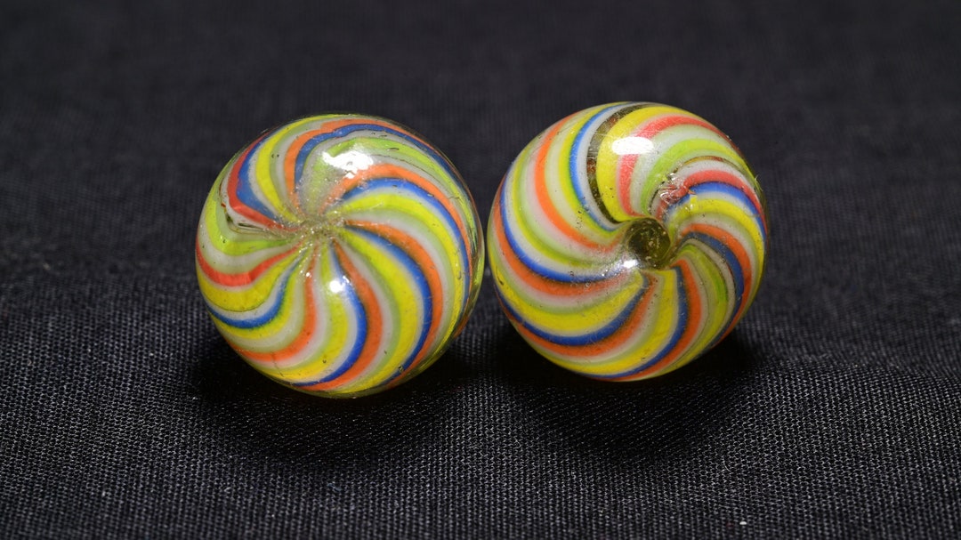 Same Cane Pair Antique Marble Joseph's Coat German Handmade Swirl Zingy ...