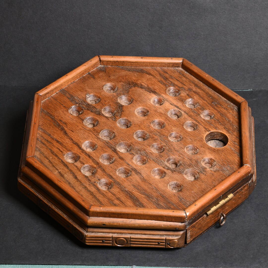 Antique Solitaire Game Board for Gaming or Marble Display, Rare Storage ...