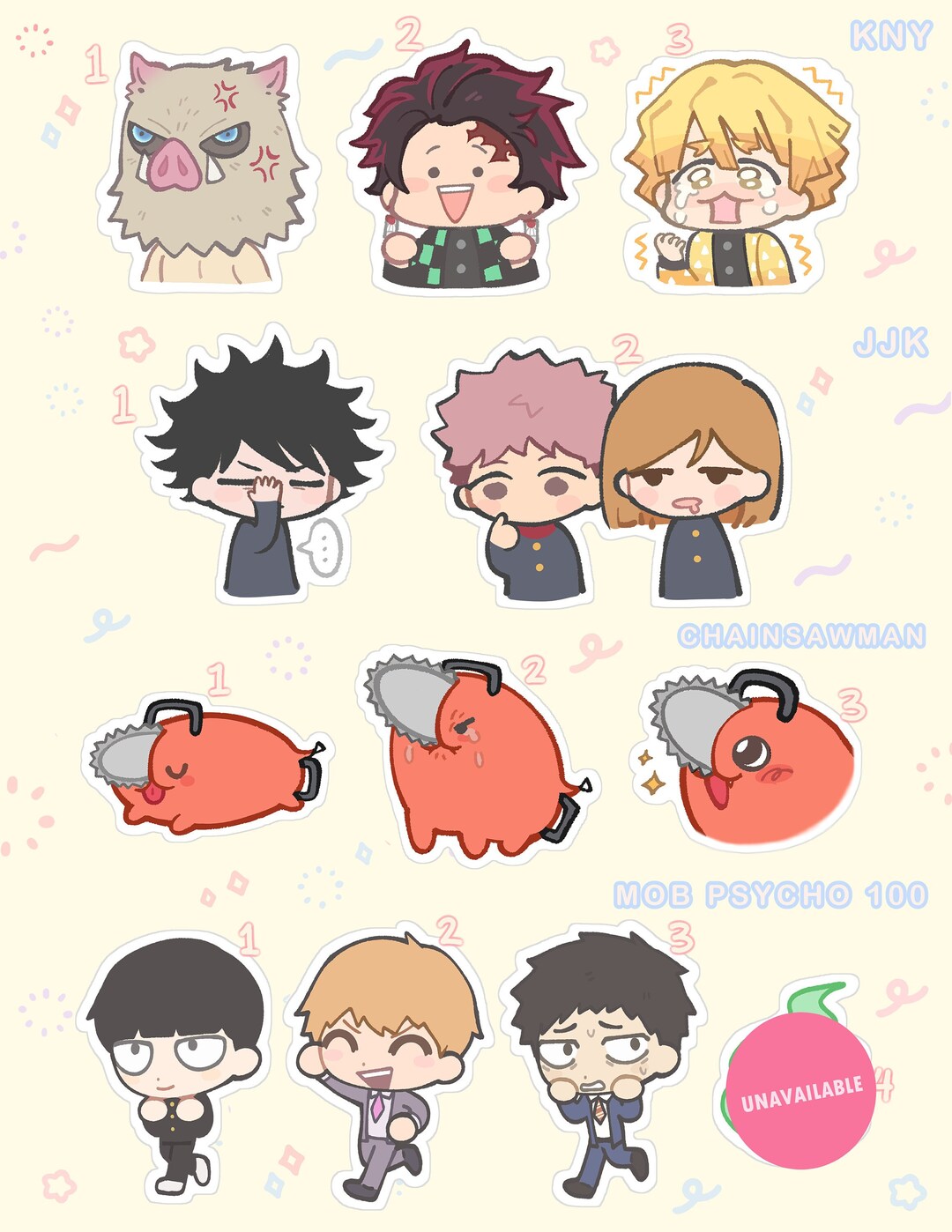 Various Anime Vinyl Stickers - Etsy