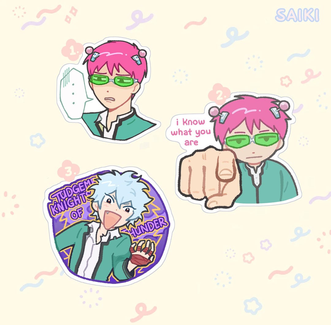 Saiki K Vinyl Stickers - Etsy