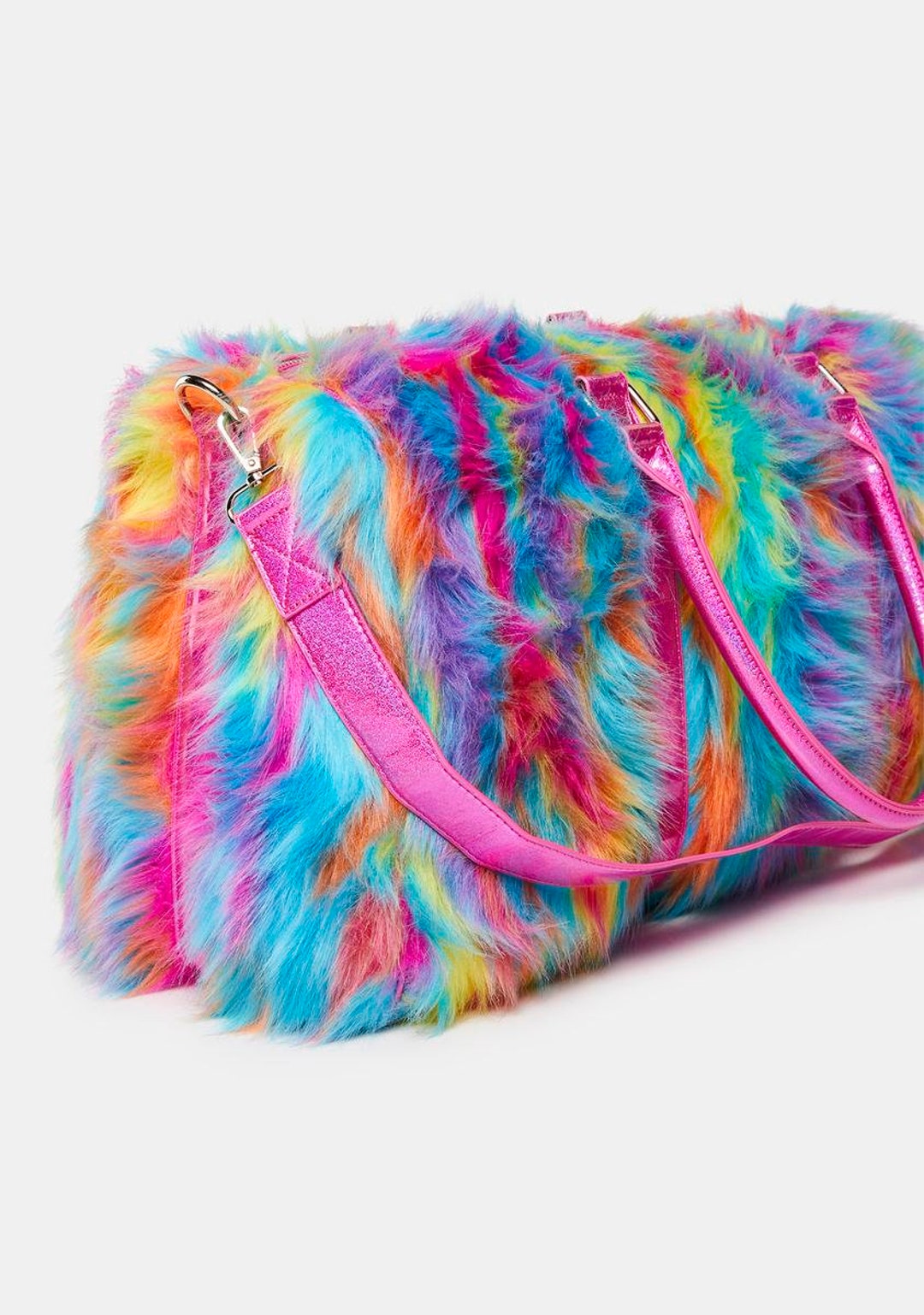 Neon Rainbow Faux Fur Weekender Bag Fuzzy Bag Rave EDM - Etsy