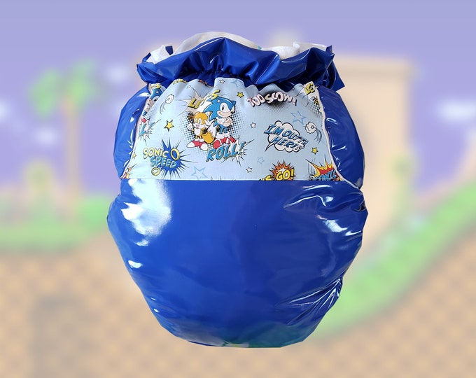 ABDL Sonic the Hedgehog Oof Poof Costume Diaper Piece Blue Vinyl - Etsy ...