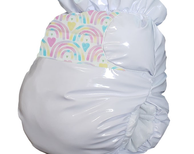 XL ABDL Oof Poof Costume Diaper Piece White Vinyl rainbow - Etsy