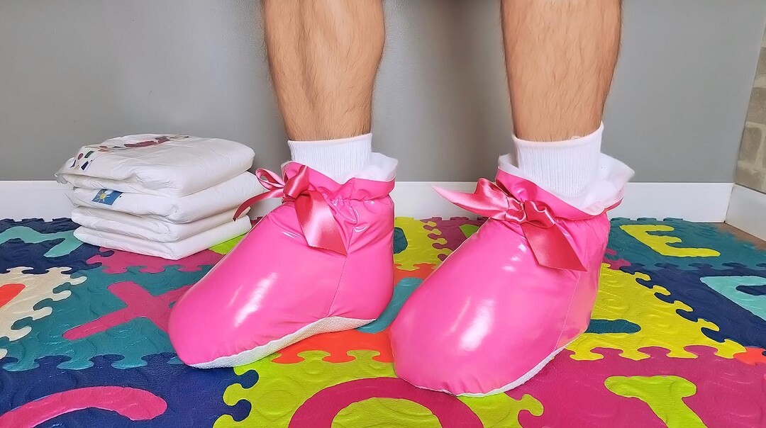 PINK ABDL Booties Mittens Shiny Plastic Oof Poof Costume Diaper Piece ...