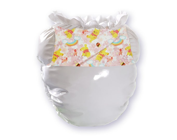 ABDL White Vinyl Diaper Winnie Pattern Shiny Oof Poof Costume Diaper ...
