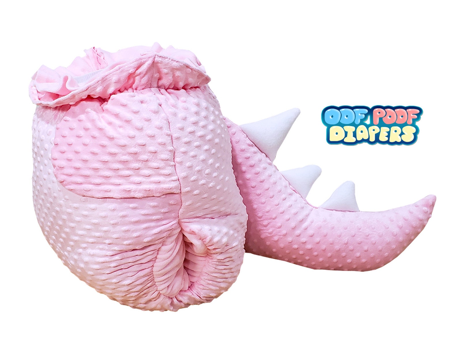 ABDL Oof Poof HUGE Dinosaur Tail Diaper Pink Bumpy Fleece | Etsy