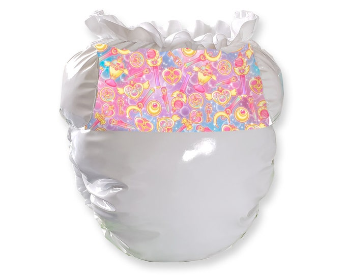 ABDL Oof Poof Costume Diaper Piece White Vinyl magic Girl Theme - Etsy