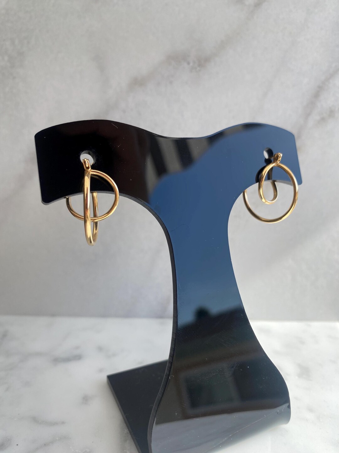 Swirl Interlocking Double Hoops 14k Yellow Gold - Etsy