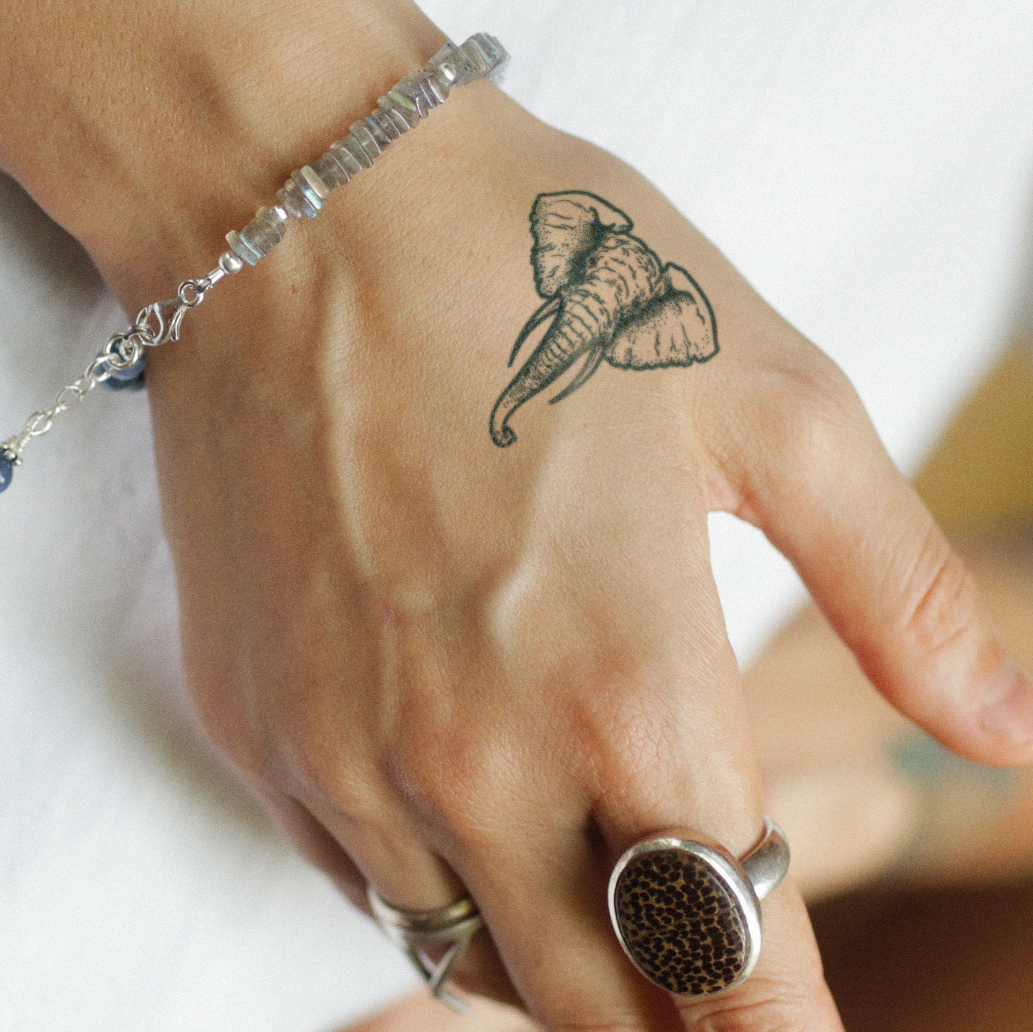 Aztec Elephant Tattoo On Thigh