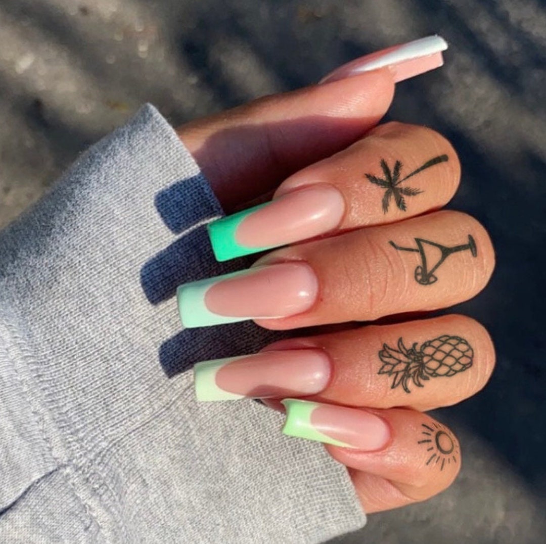 Semi-permanent Tattoo Beach Holiday Finger Tattoos Tiny Palm Tree ...