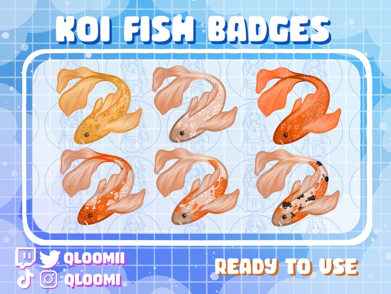 Koi Fish Sub Badges / Bit Badges | Streamer | Twitch | Cute - Etsy