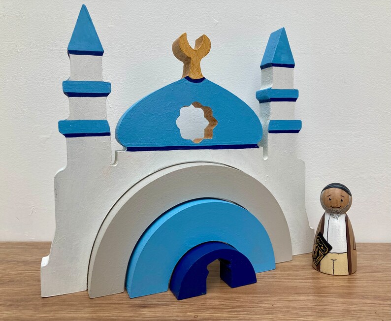 Wooden Toy Mosque, Wooden Masjid, Stacking Toys, Islamic Art, Religious ...