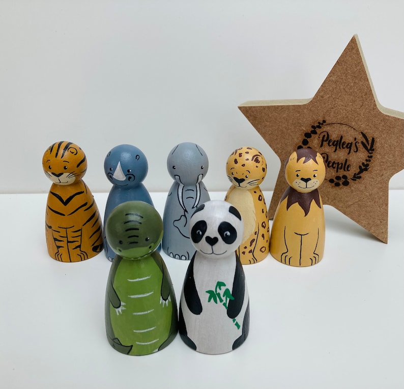 Animal Peg Dolls Zoo Animals Safari Peg Dolls Wooden - Etsy