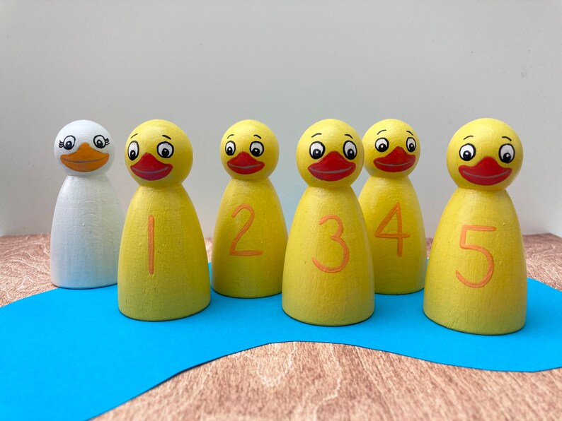5 Little Ducks Peg Doll Set Nursery Rhyme Sets Educational - Etsy