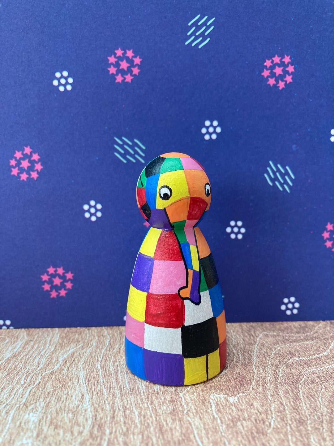 Elmer Peg Doll, Elmer the Elephant, Book Character Toys, Wooden Toys ...