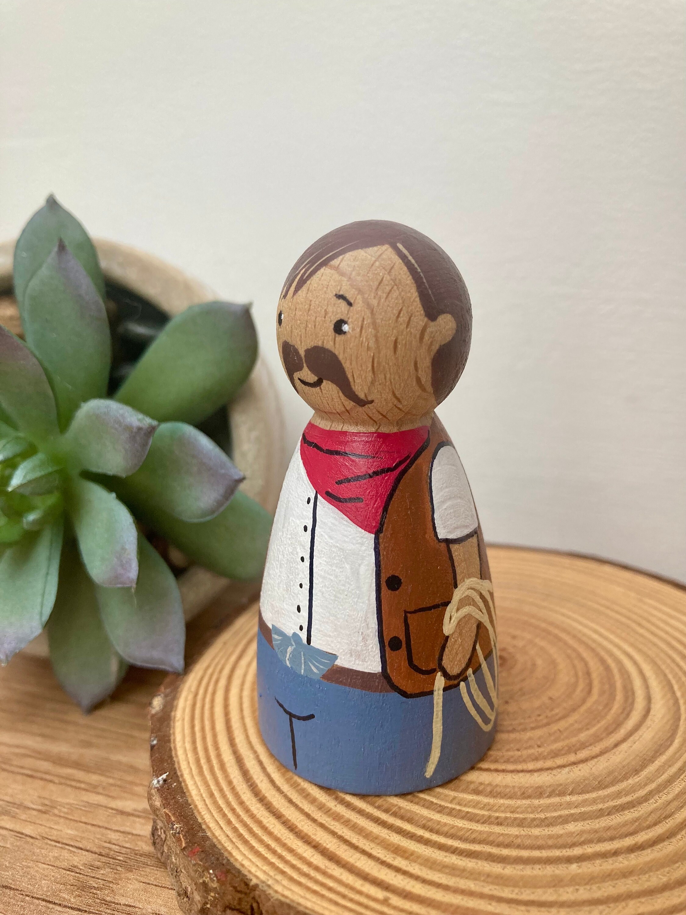 Cowboy Peg Dolls, Wild West Peg Dolls, Wooden Ranchero, Gift for Boys ...