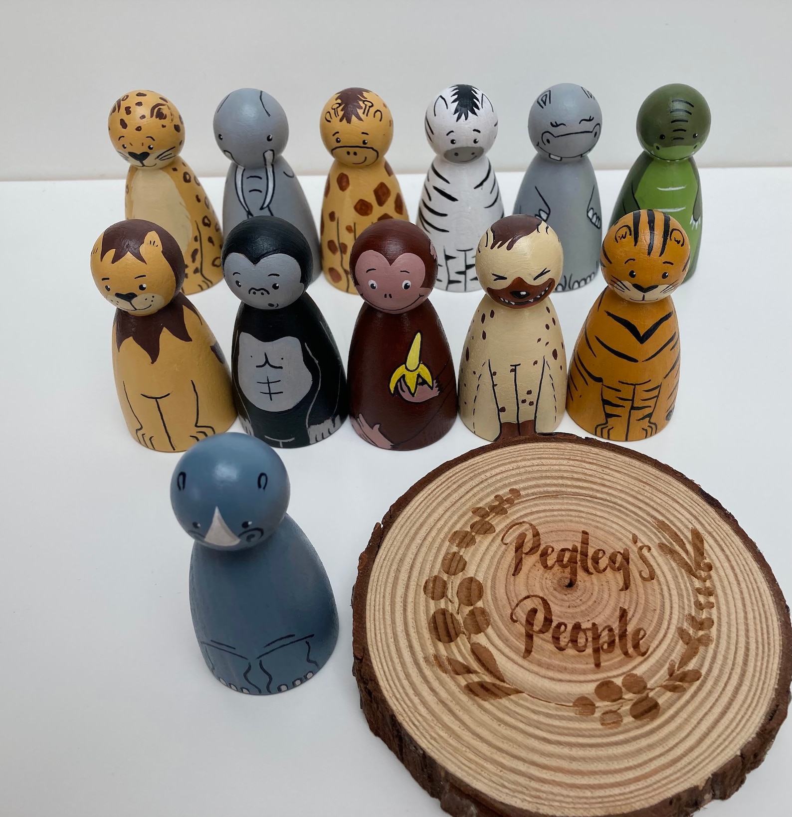 Animal Peg Dolls Zoo Animals Safari Peg Dolls Wooden - Etsy