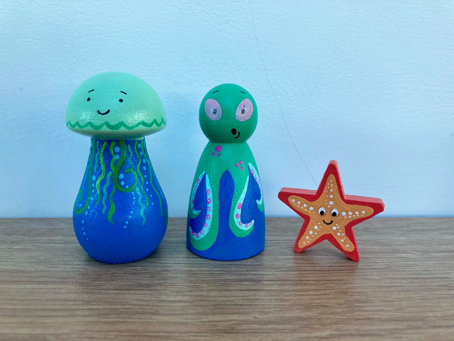Mermaid Peg Dolls, Under the Sea Play Set, Ocean Themed Toys, Wooden ...