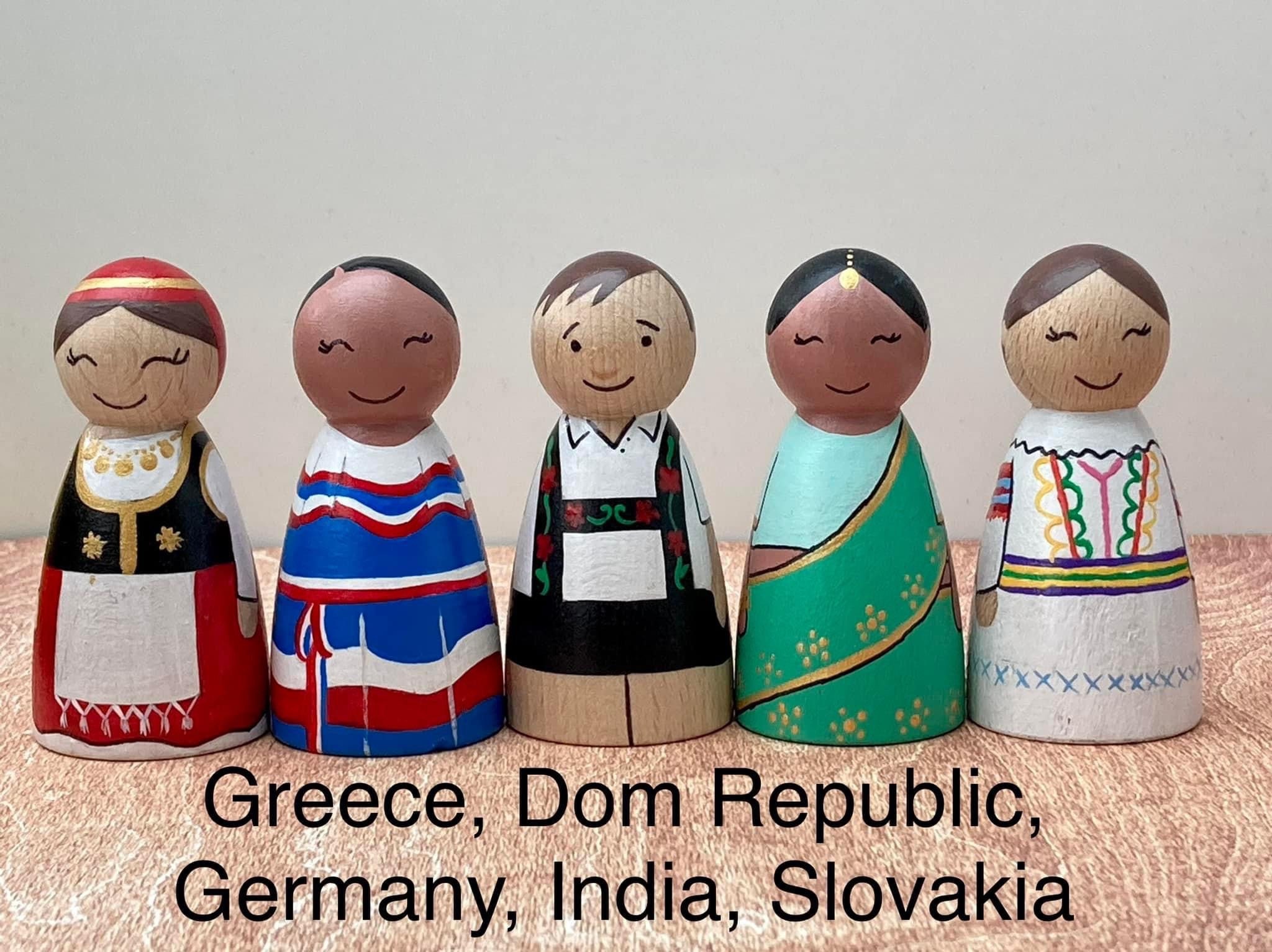 Multicultural Peg Dolls, International Traditional Costumes ...